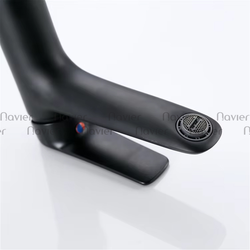 Vòi Lavabo Nóng Lạnh Đồng Thau 20cm Màu Xám Navier NV-2101-D20